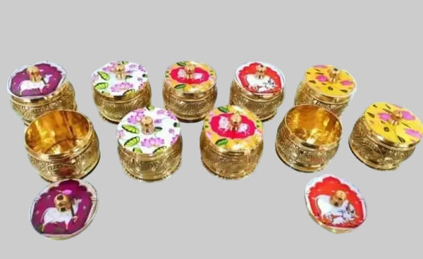 German Silver Mix Designs Dibbi, Roli Kumkum Box, Puja Gifts, Favors ...